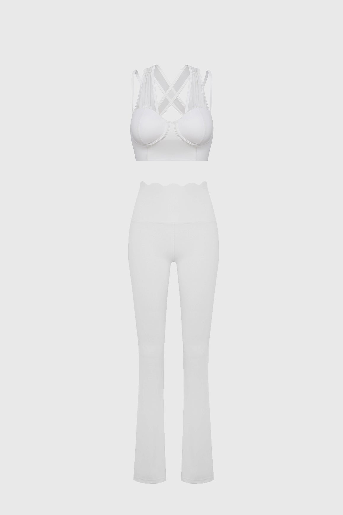 Criss-cross Corset Bra & High-waist Flare Legging Set | WISKII